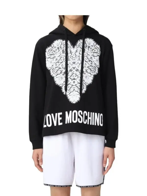 Moschino Lace Heart Hoodie - Black