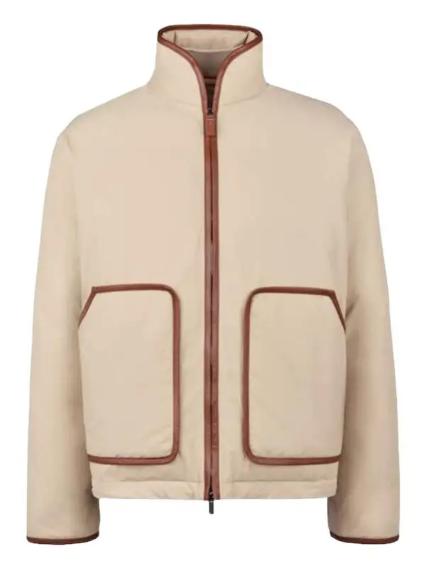 TOD'S Leather-trimmed Technical Cotton Down Jacket - Light Brown