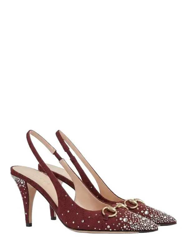 Gucci Horsebit Embellished Slingback Pumps - Ancora Red