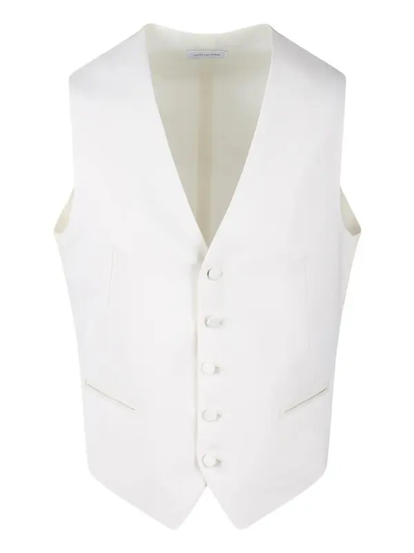 Tagliatore V-neck Tailored Waistcoat - White
