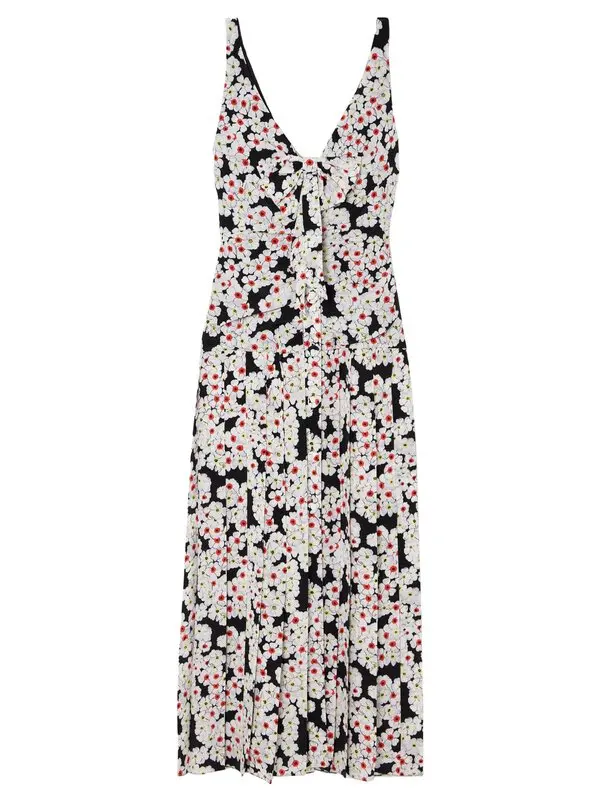 Alessandra Rich Sleeveless Floral Print Midi Dress - White