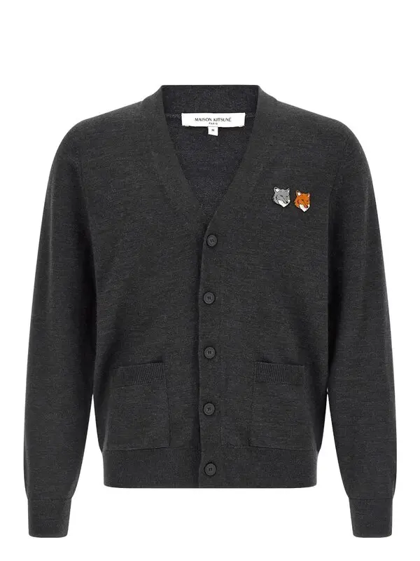 Maison Kitsuné Double Fox Patch Cardigan - Black