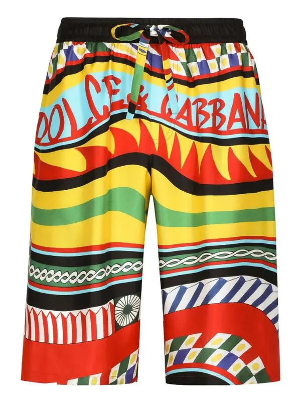 Dolce & Gabbana Carretto Printed Twill Jogging Shorts - Multicolor