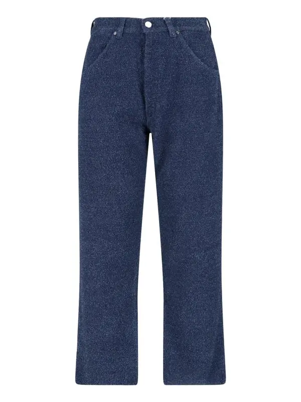 VIVIENNE WESTWOOD Mid Rise Straight Leg Trousers With Logo Patch - Blue