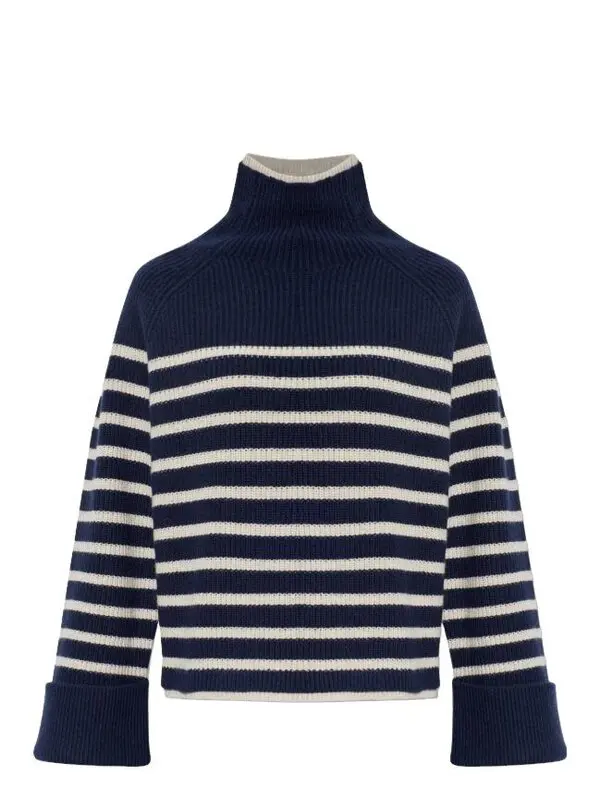 Rag & Bone Striped Turtleneck Knitted Jumper - Navy