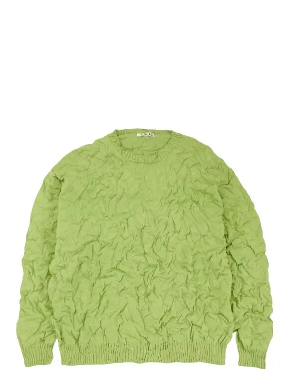 Auralee Textured Crew Neck Long Sleeve Sweater - Green