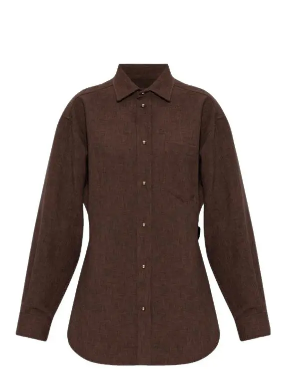 DARKPARK Long Sleeve Button-up Shirt With Lapel Collar - Green