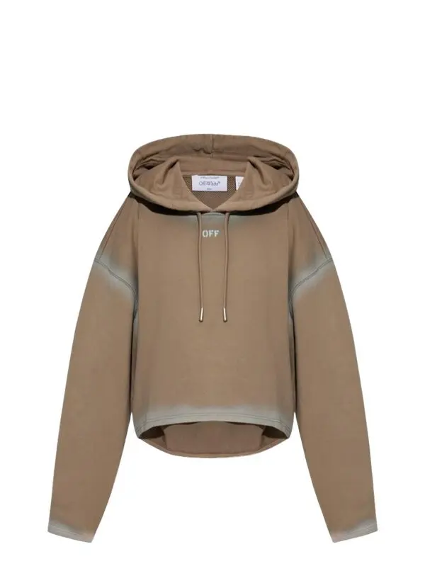Off-White Cropped Gradient Hoodie - Brown