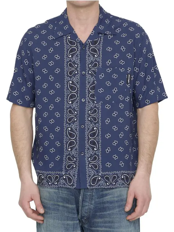 Palm Angels Paisley Printed Bowling Shirt - Blue
