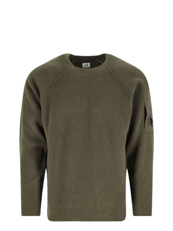 C.P. COMPANY Logo Patch Crewneck Jumper - Brown