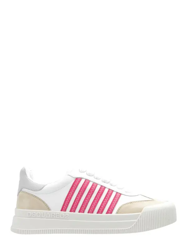 Dsquared2 Striped Round Toe Lace Up Sneakers - White