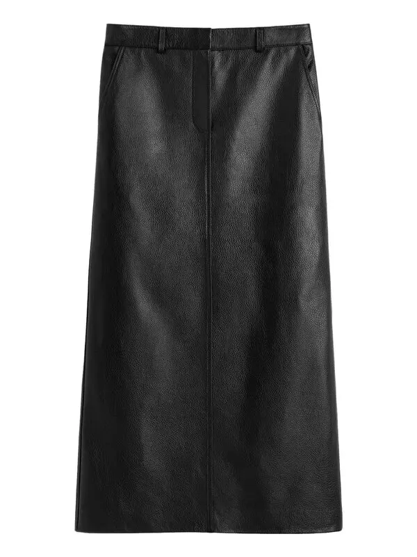 TOTEME Grained Leather Maxi Skirt - Black