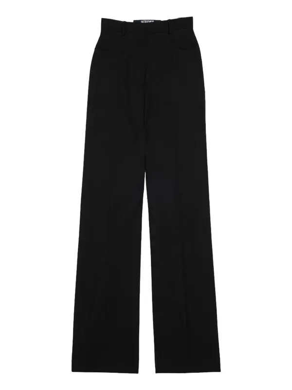 Jacquemus Wide Leg Pleated Trousers - Black