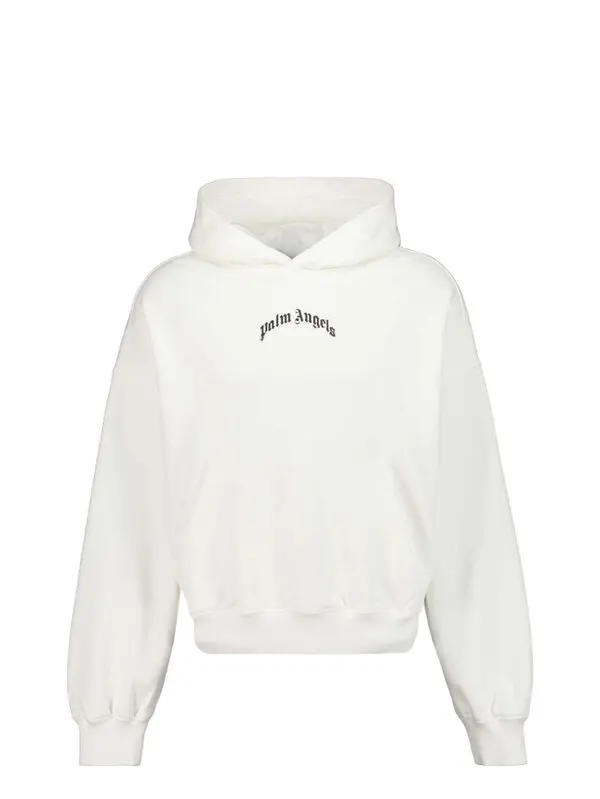 Palm Angels Back Curved Logo Loose Hoodie - Off-white