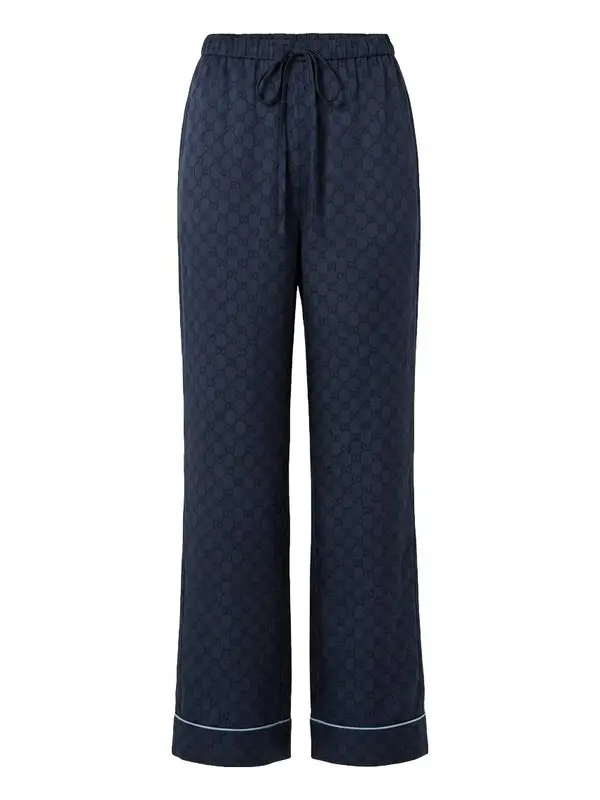 Gucci Monogrammed Drawstring Pants - Dark Blue