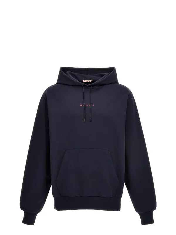 Marni Logo Print Drawstring Hoodie - Black