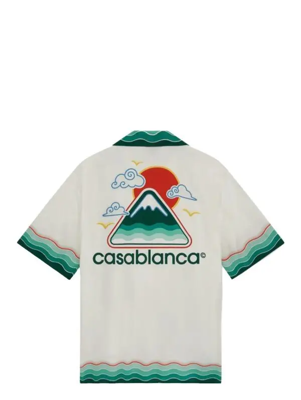 Casablanca Short Sleeve Shirt With Wavy Stripe Detail - White