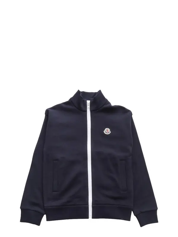 Moncler Zip-up Logo Patch Sweatshirt - Midnight Blue