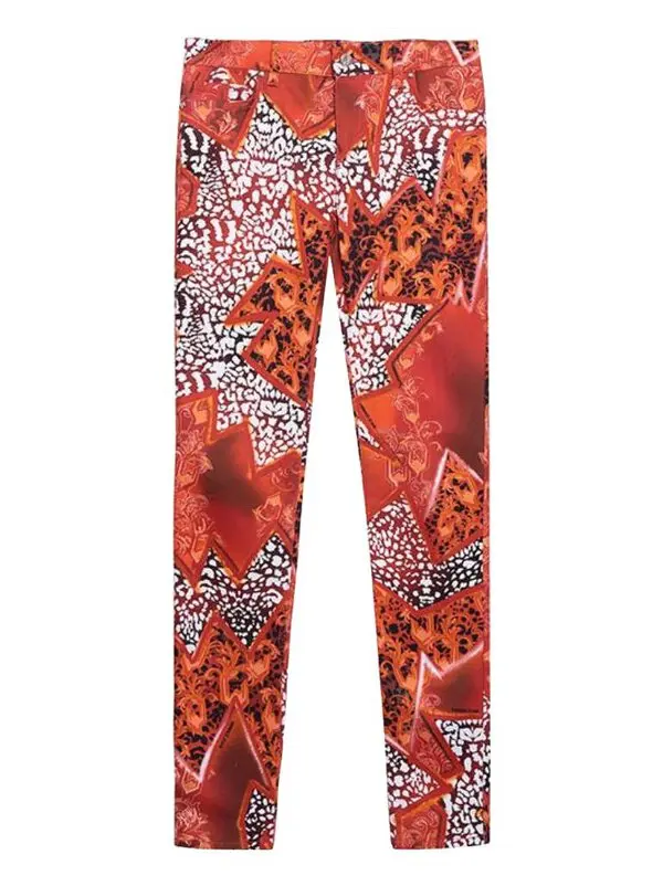 Versace Printed Straight Leg Casual Pants - Red
