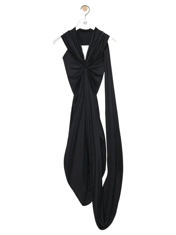 Loewe Gathered Draped Sleeveless Dress - Black