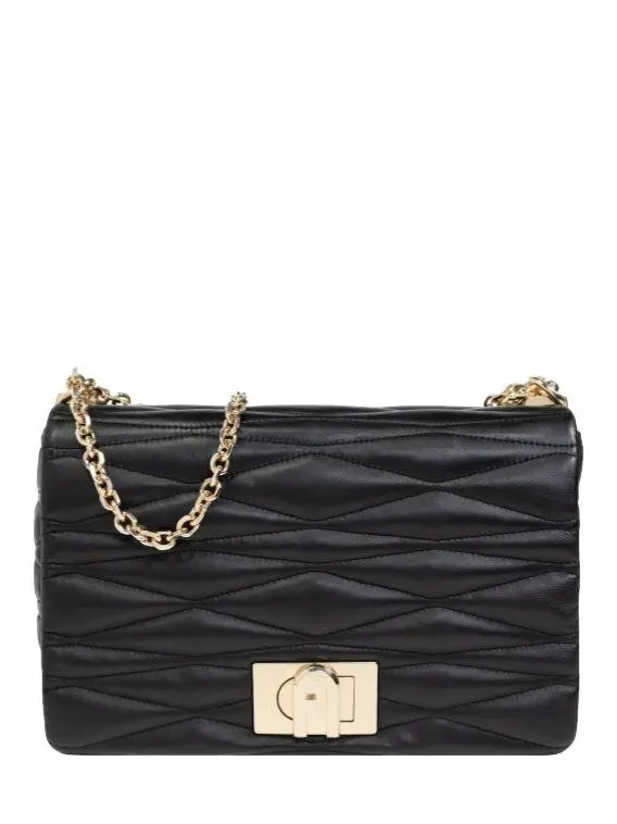 Furla 1927 Quilted Medium Shoulder Bag - Black