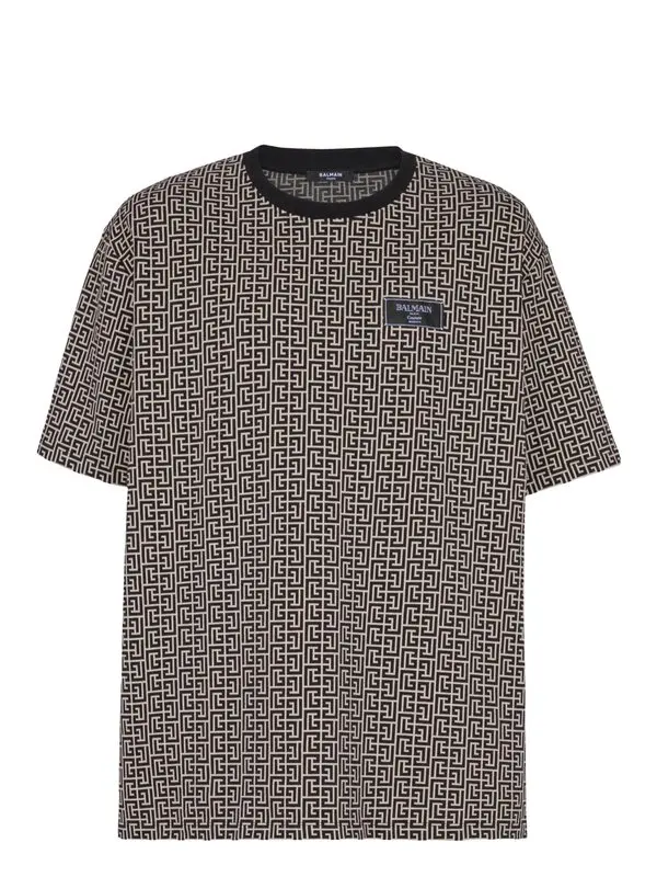 Balmain Logo Patch Monogrammed T-shirt - Black