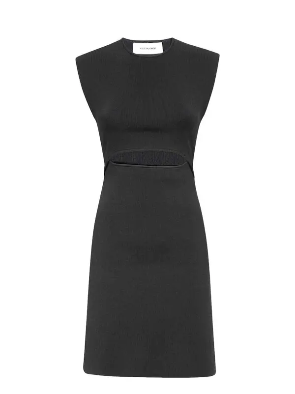 YVES SALOMON Ribbed Knit Cut-out Dress - Black