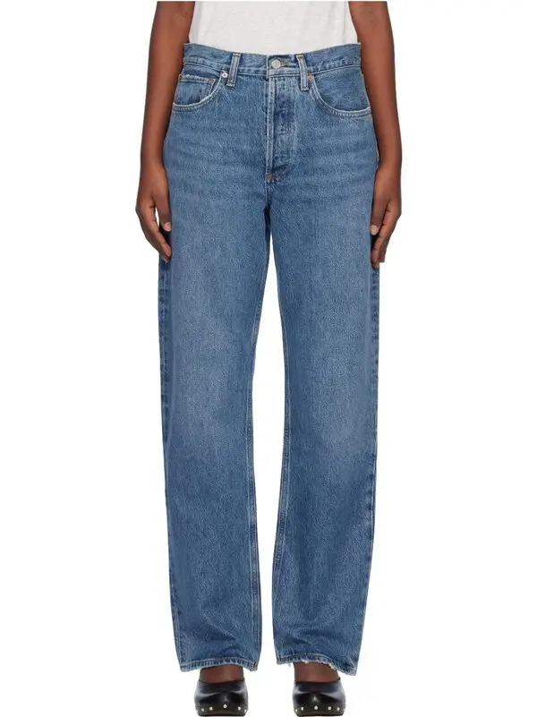 AGOLDE High Rise Denim Trousers - Blue