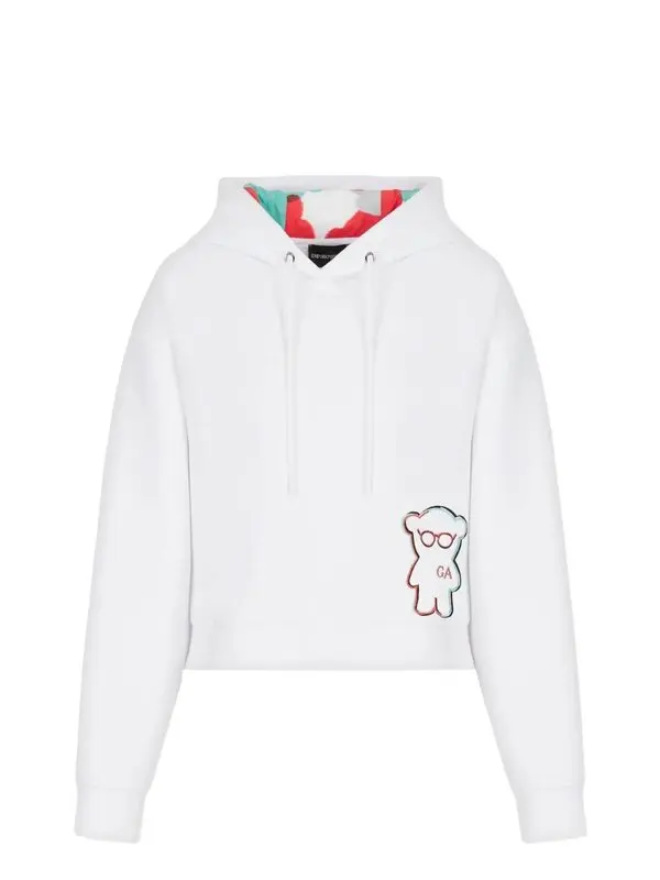 Emporio Armani Logo Print Hoodie - White