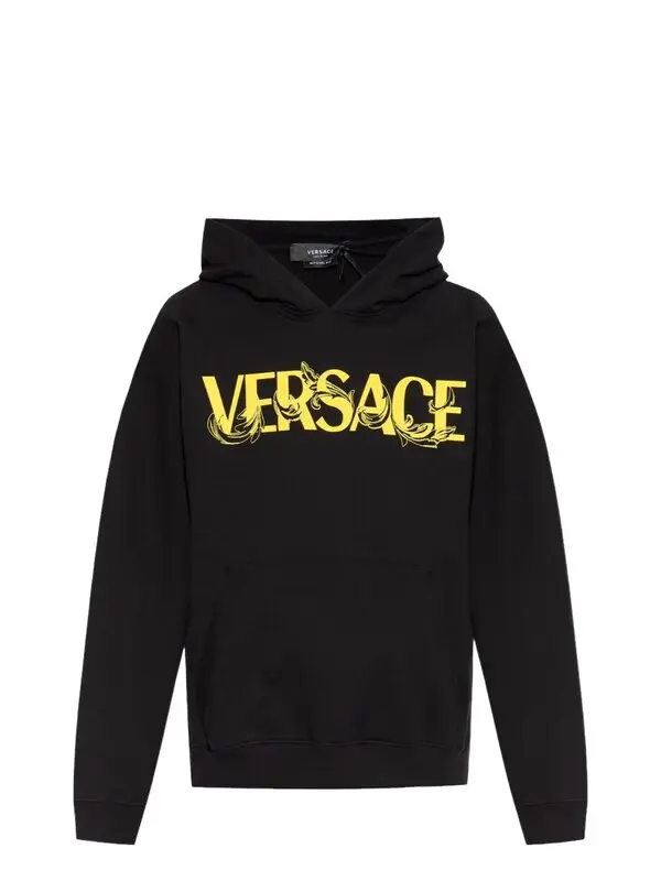 Versace Logo Print Hoodie - Black