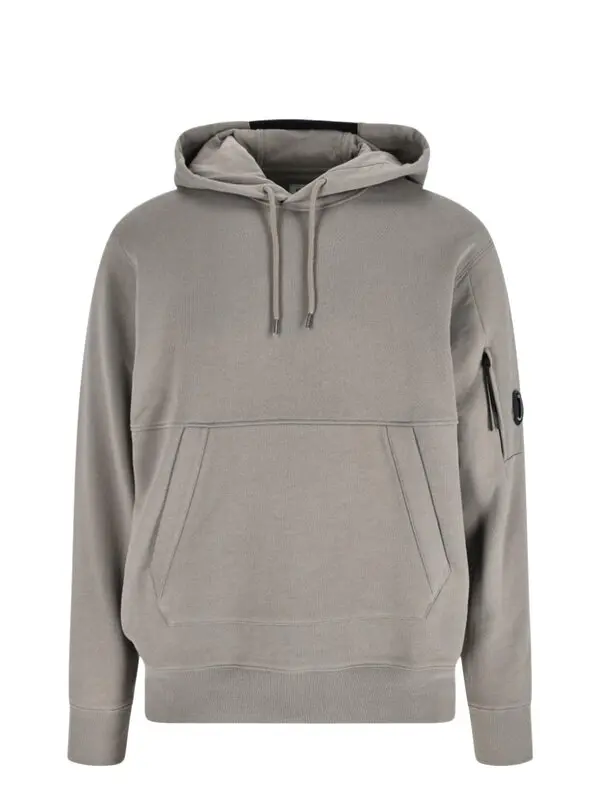 C.P. COMPANY Hooded Fleece Sweater With Kangaroo Pocket - Gray