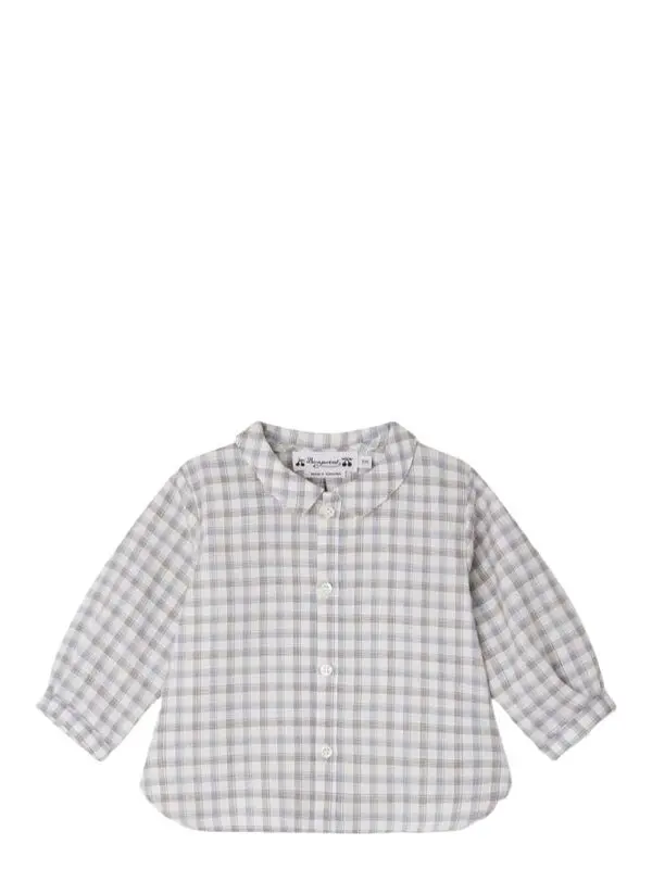 Bonpoint Plaid Long Sleeve Shirt - White