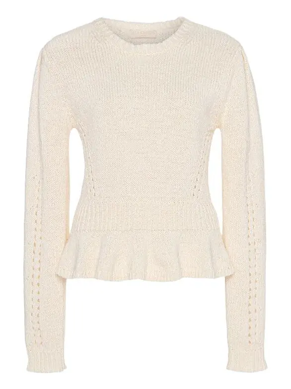 Ulla Johnson Peplum Puff-sleeve Sweater - Cowrie