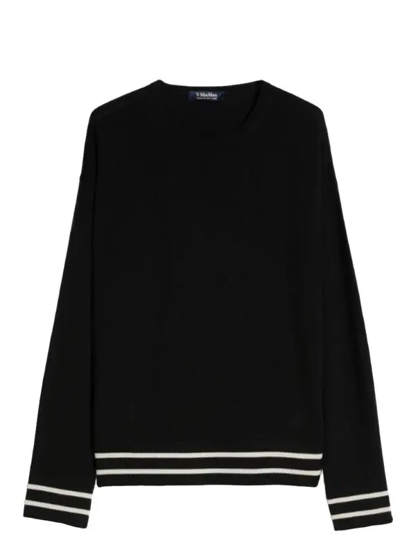 Max Mara Wool Sweater With Stripe Details - Black