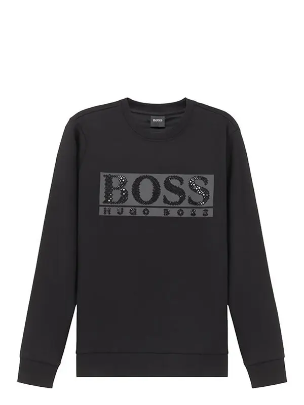 Hugo Boss Embellished Logo Crew Neck Sweatshirt - Black