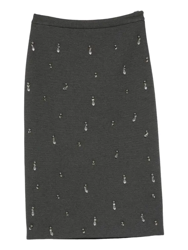 SEMICOUTURE Rhinestone Embellished Midi Skirt - Black