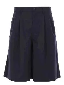 Comme Des Garçons Pleated Button-fastened Shorts - Navy