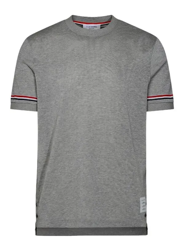 Thom Browne Stripe Detailed Crewneck T-shirt - Medium Gray