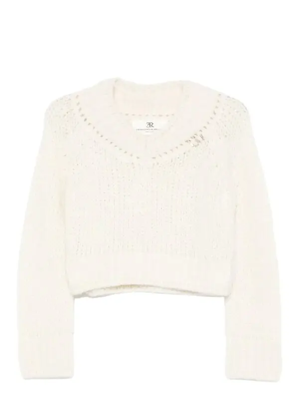 Ermanno Scervino V-neck Cropped Sweater - White