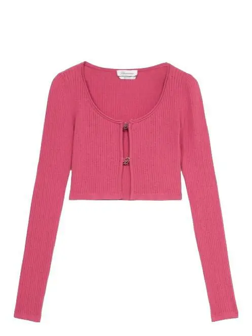 Blumarine Long-sleeved Cropped Sweater - Red
