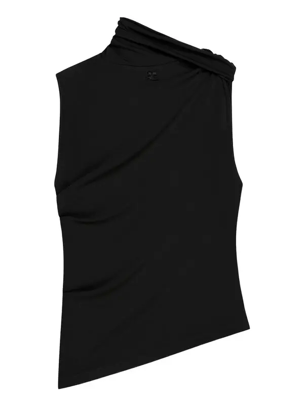 COURREGES Draped Jersey Tank Top - Black