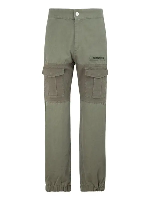 Palm Angels Paneled Multi-pocket Cargo Trousers - Green