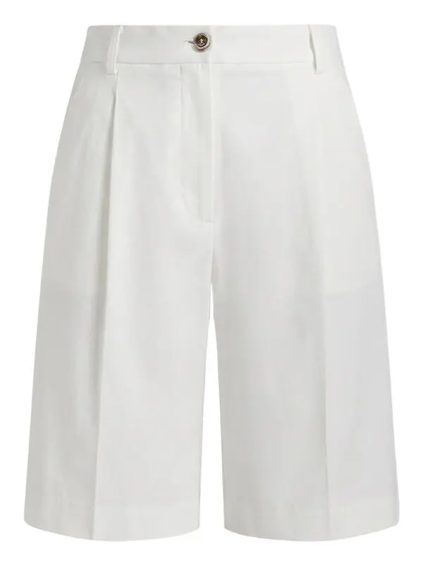 Pinko Tailored Bermuda Shorts With Pleated Front And Buttoned Back Pockets - White