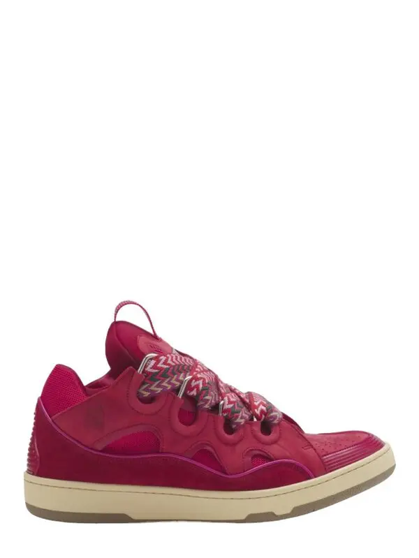 LANVIN Curb Chunky Leather Sneakers - Red