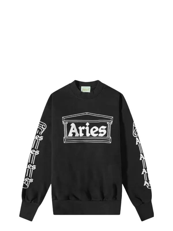 Aries Logo Printed Crewneck Sweatshirt - Black