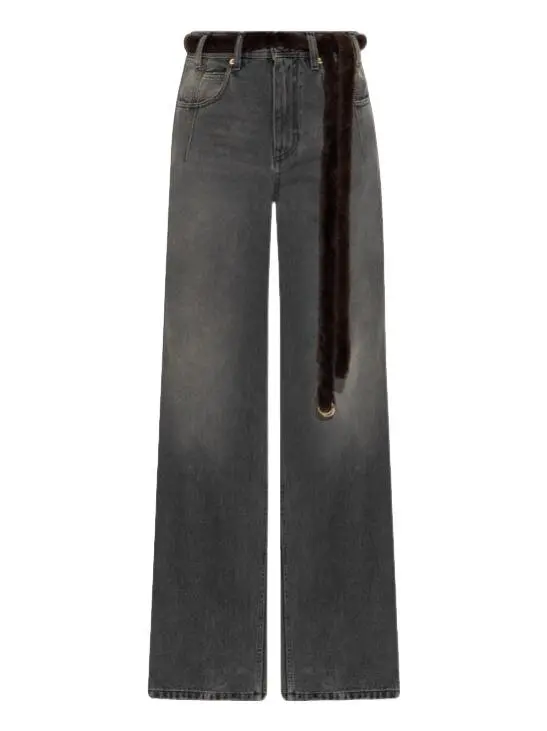 DARKPARK Wide-leg Belted Jeans - Black