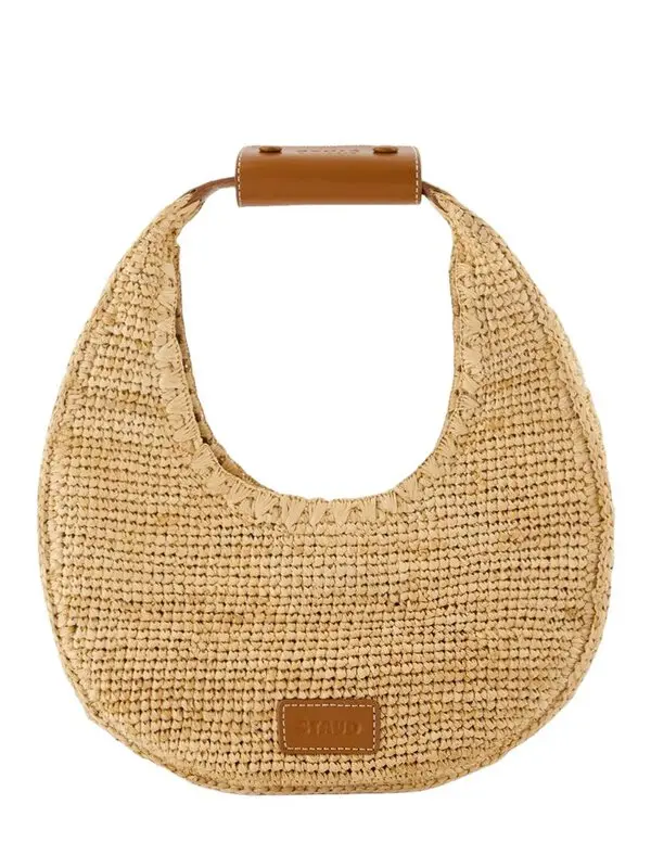 Staud Moon Woven Shoulder Bag - Beige