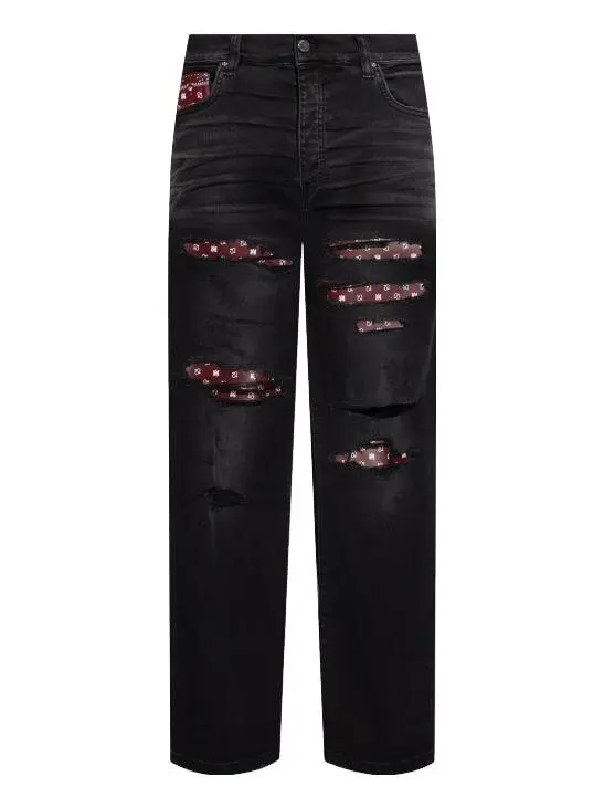Amiri Distressed Bandana Detail Jeans - Black