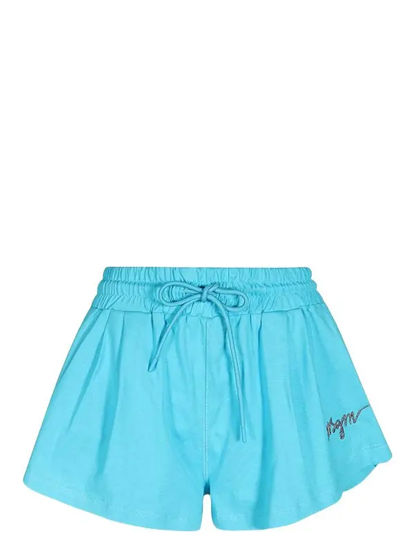 MSGM Logo Embroidered Drawstring Shorts - Blue