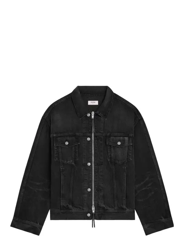 Celine Trucker Jacket In Cotton Denim - Max Black Wash